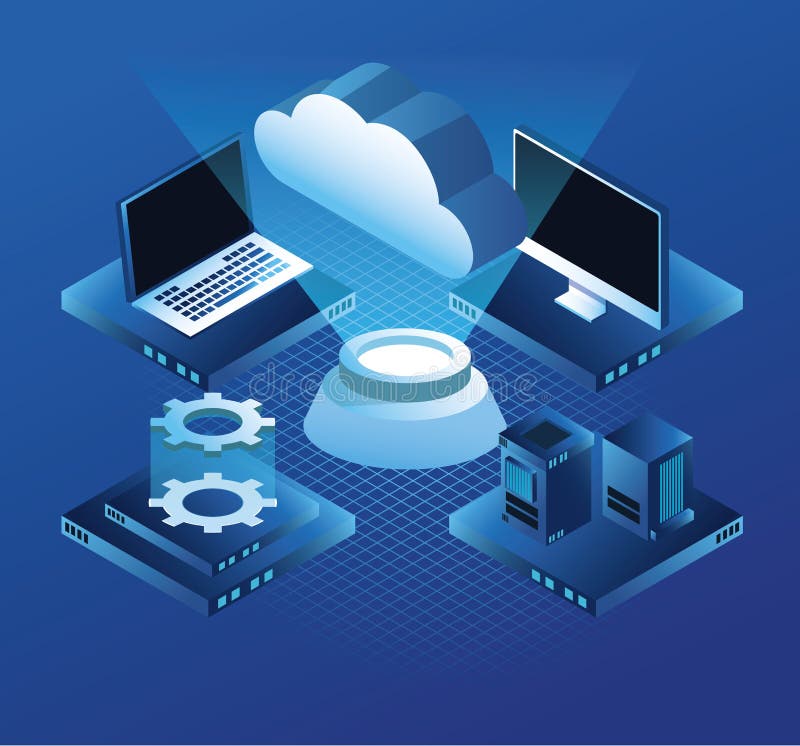 Virtual Technology Computer and Servers Stock Vector - Illustration of ...