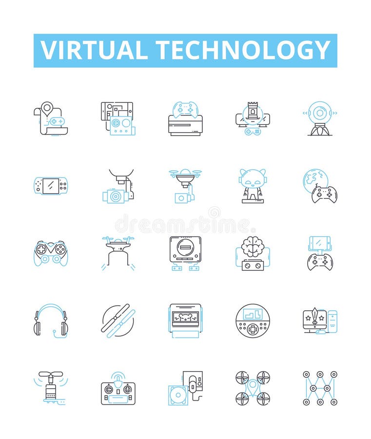 Virtual Technology Vector Line Icons Set. Virtual, Technology, Cloud ...