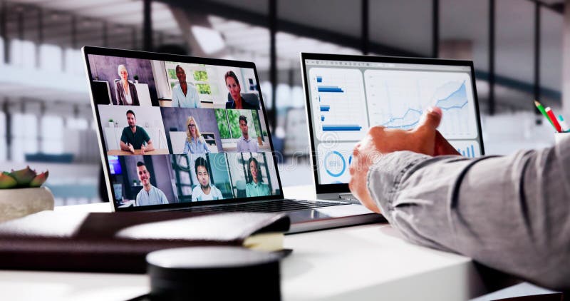 Virtual Telework Webinar and Learning Presentation Stock Photo - Image ...