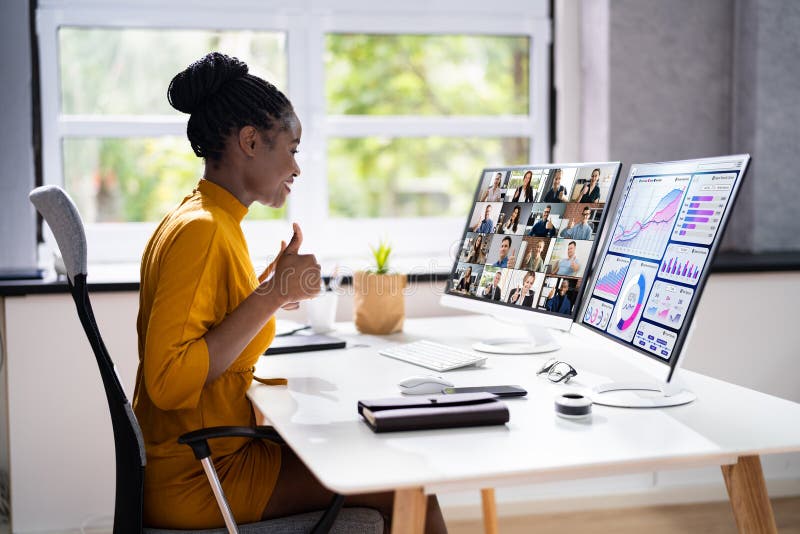 Virtual Telework Webinar and Learning Presentation Stock Image - Image ...