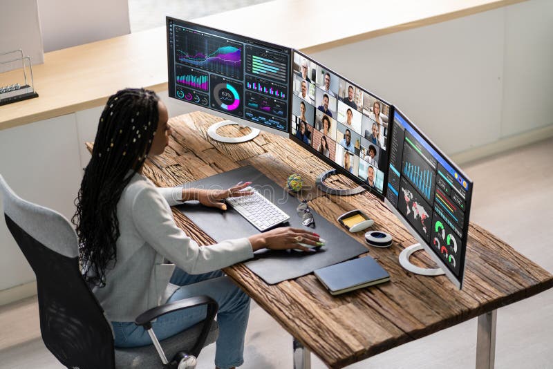 Virtual Telework Webinar and Learning Presentation Stock Image - Image ...