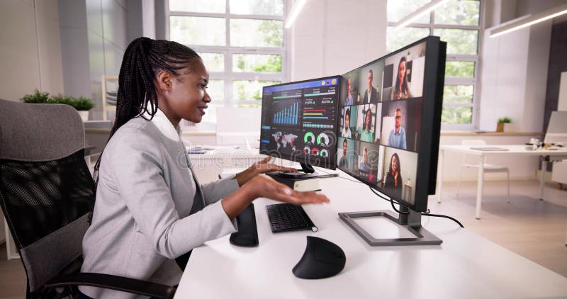 Virtual Telework Webinar and Learning Presentation Stock Photo - Image ...