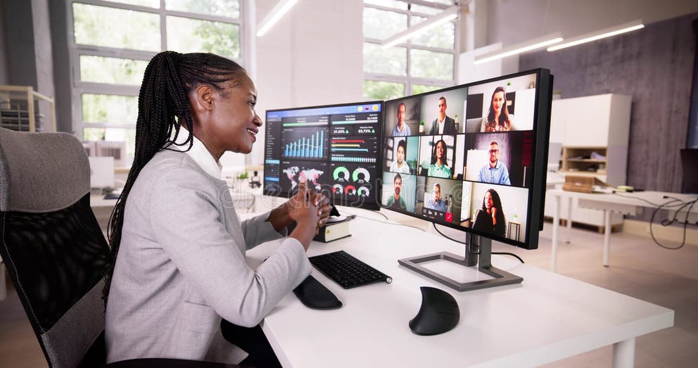 Virtual Telework Webinar and Learning Presentation Stock Image - Image ...