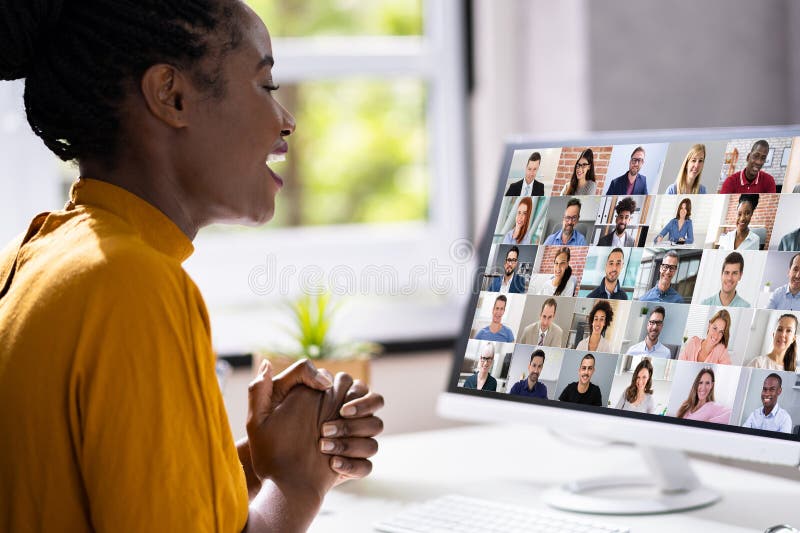 Virtual Telework Webinar and Learning Presentation Stock Image - Image ...