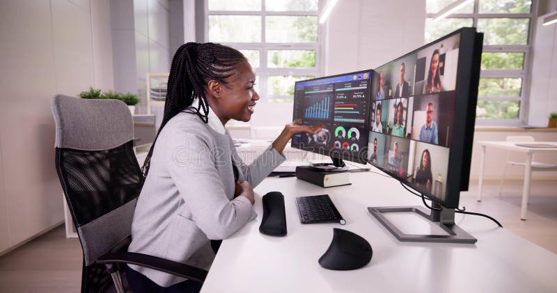 Virtual Telework Webinar and Learning Presentation Stock Image - Image ...