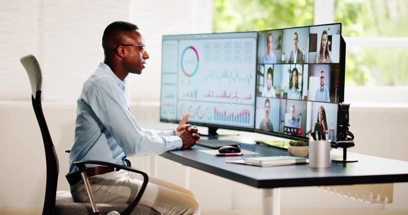 Virtual Telework Webinar and Learning Presentation Stock Photo - Image ...