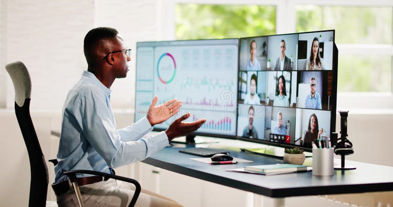 Virtual Telework Webinar and Learning Presentation Stock Photo - Image ...