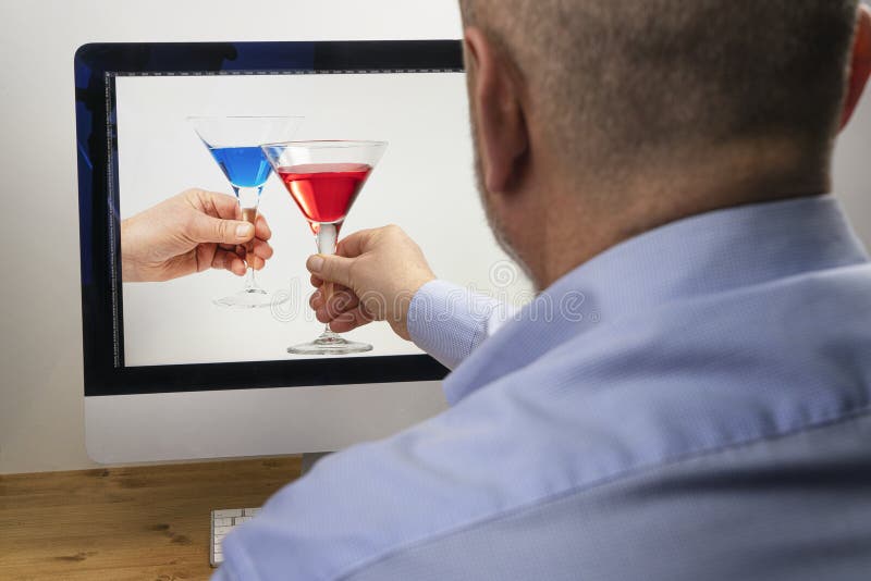 A virtual toast stock photo. Image of screen, covid19 - 176336624