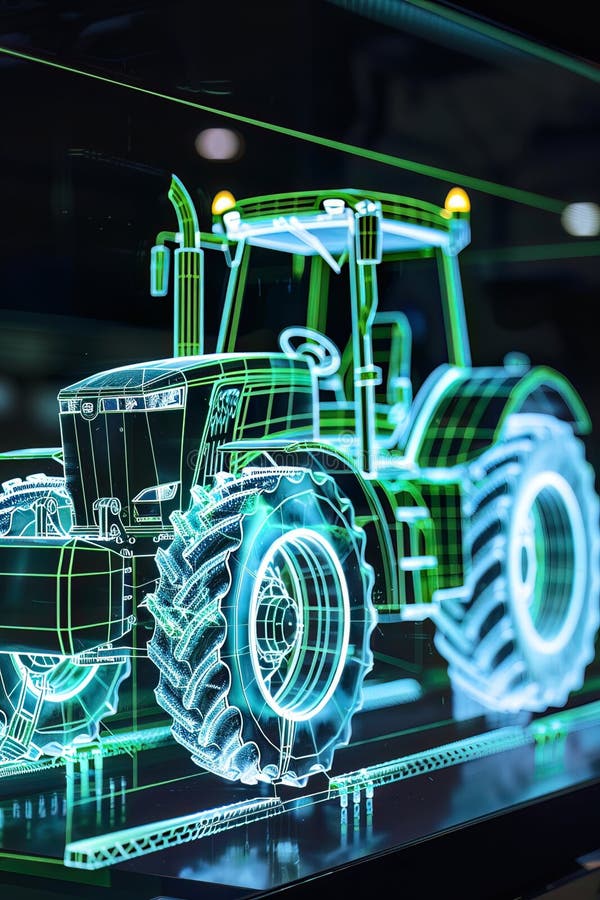Virtual Tractor Projection Modern Farm Innovation Schematic Stock ...