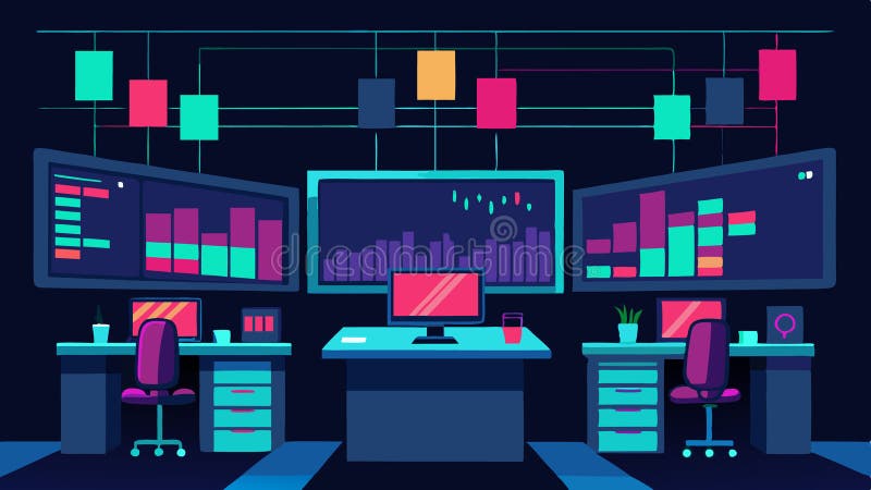 Virtual Trading Floor a Stylized Trading Floor Setup with Digital ...