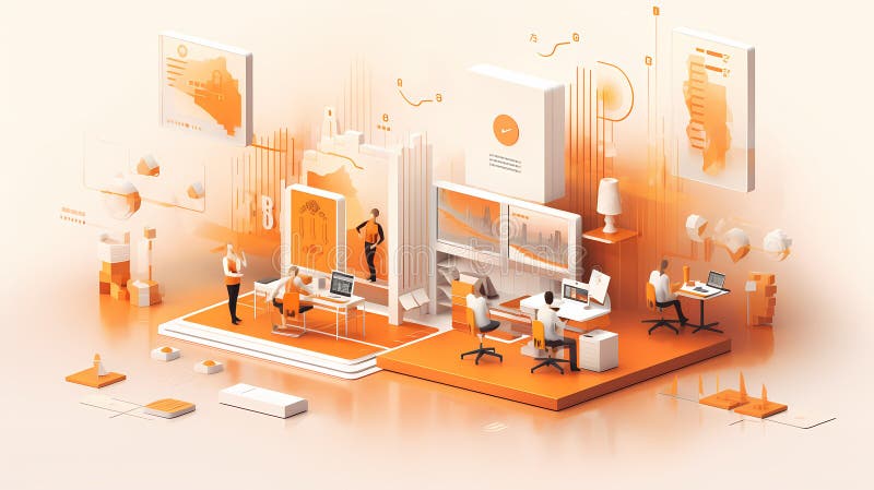 Virtual Trading Haven Illustration, a Group of People in an Office ...