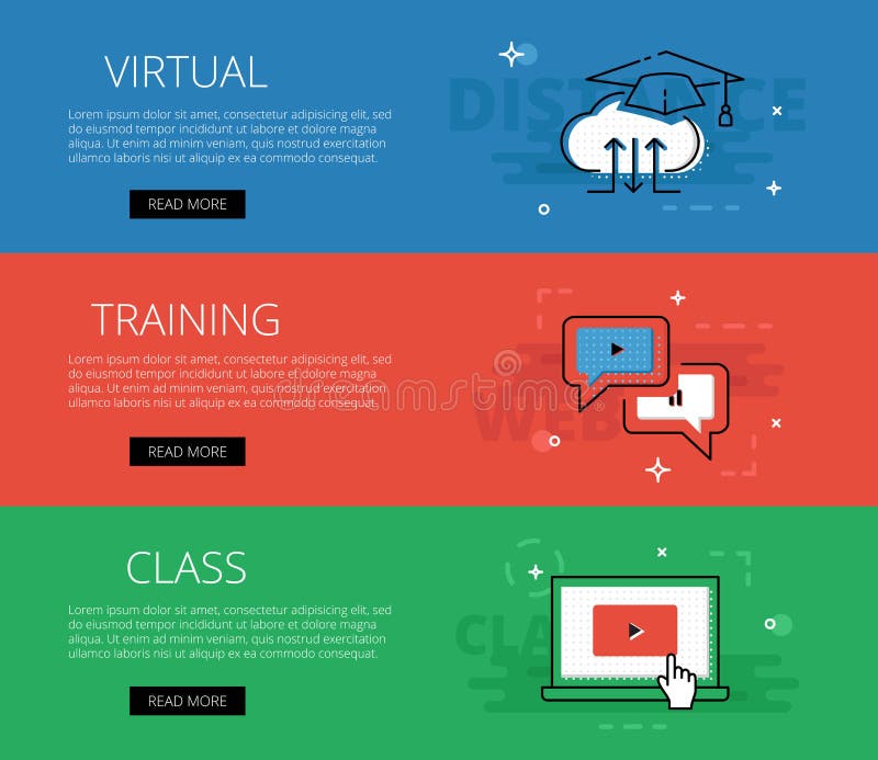 Virtual Training Class. Vector Banners Template Set Stock Illustration ...
