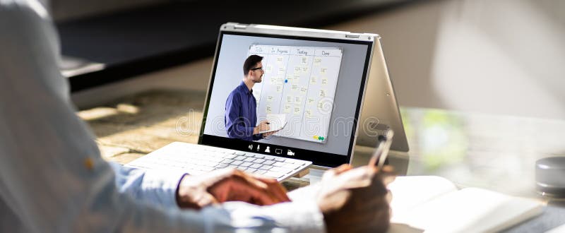 Virtual Training Conference on Laptop Stock Photo - Image of distance ...