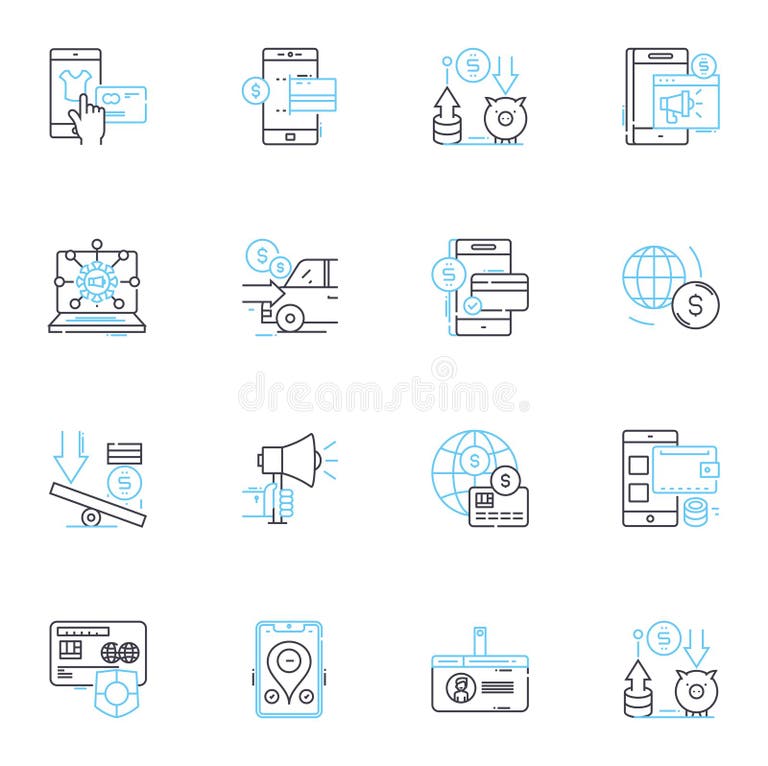 Virtual Transaction Linear Icons Set. Cryptocurrency, Blockchain ...