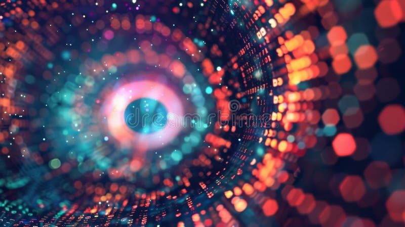 A Virtual Tunnel Constructed Of Binary Code Symbolizing The Secure Transfer Of Data In