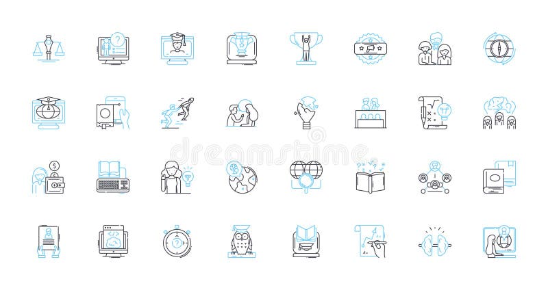 Virtual Tutorial Linear Icons Set. Digital, Online, Remote, Interactive ...