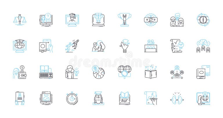 Virtual Tutorial Linear Icons Set. Digital, Online, Remote, Interactive ...