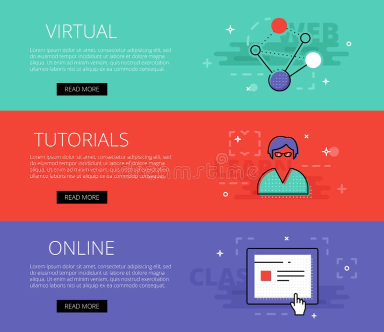 Virtual Tutorials Online. Vector Banners Template Set Stock ...