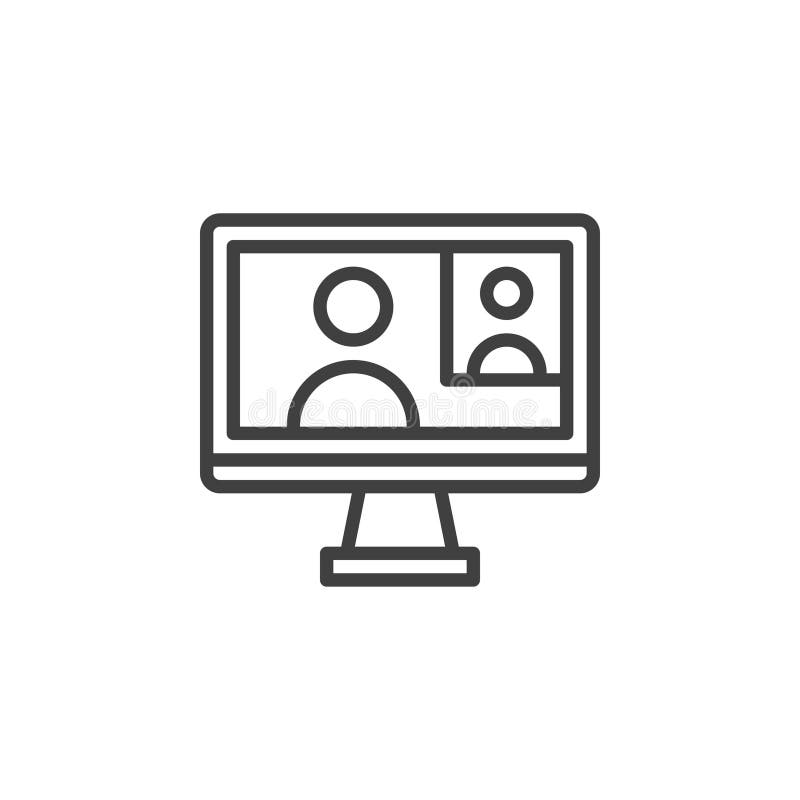 Virtual Tutoring Session Line Icon Stock Illustration - Illustration of ...