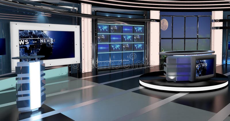 Virtual Tv News Set 27 stock illustration. Illustration of digital ...