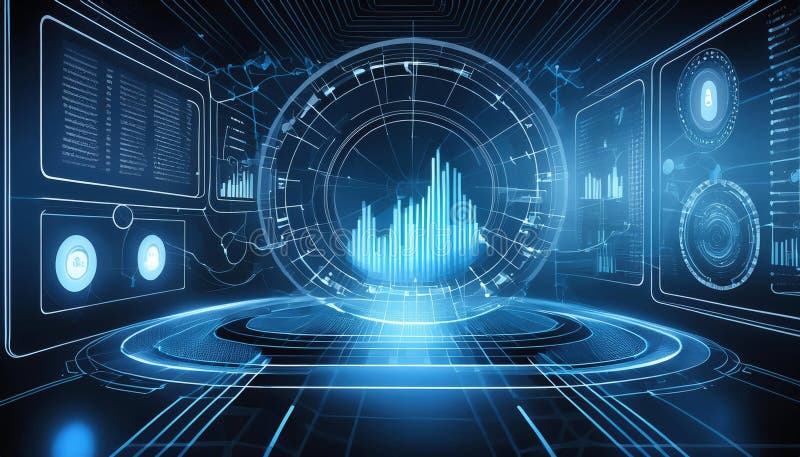 Virtual User Interface, Charts, Graphs, Computer-generated Analysis ...