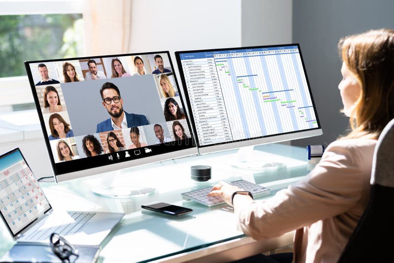 Virtual Video Conference Agenda Stock Image - Image of elearn, remote ...