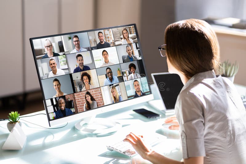 Virtual Video Conference Business Meeting Stock Photo - Image of ...