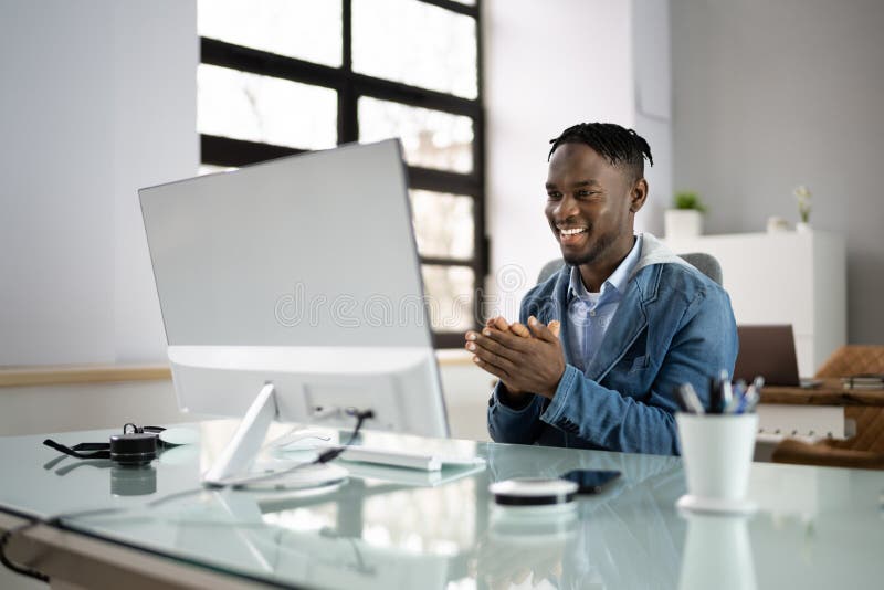 Virtual Video Conference Business Meeting Online Stock Photo - Image of ...