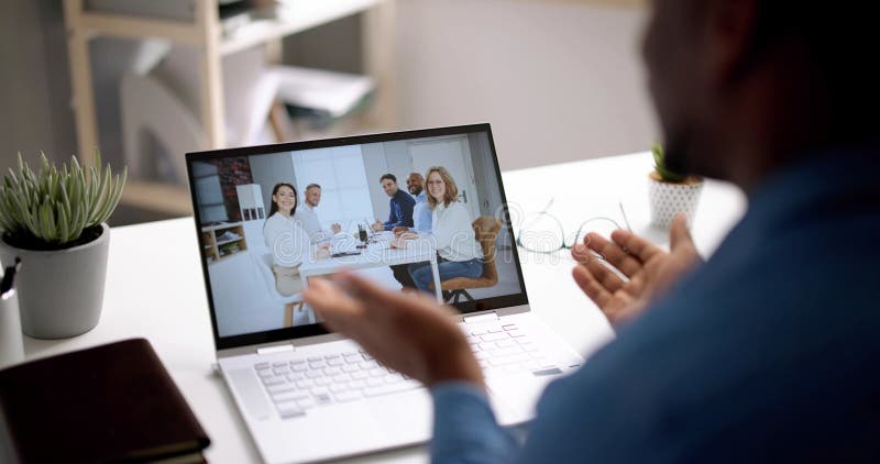 Virtual Video Conference Business Meeting Online Stock Image - Image of ...