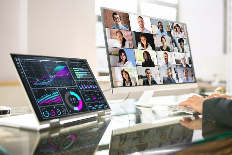 Virtual Video Conference Call Meeting Stock Photo - Image of ...
