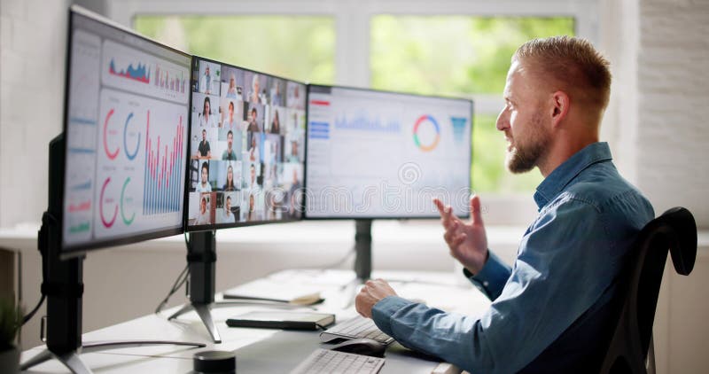 Virtual Video Conference Call Meeting Stock Photo - Image of meeting ...