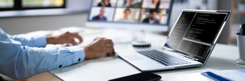 Virtual Video Conference Call Meeting Stock Photo - Image of computer ...