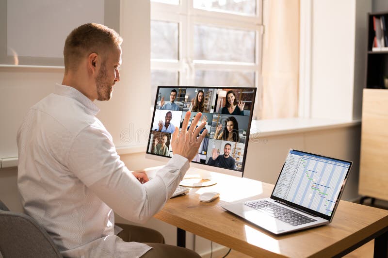 Virtual Video Conference Interview Stock Photo - Image of training ...