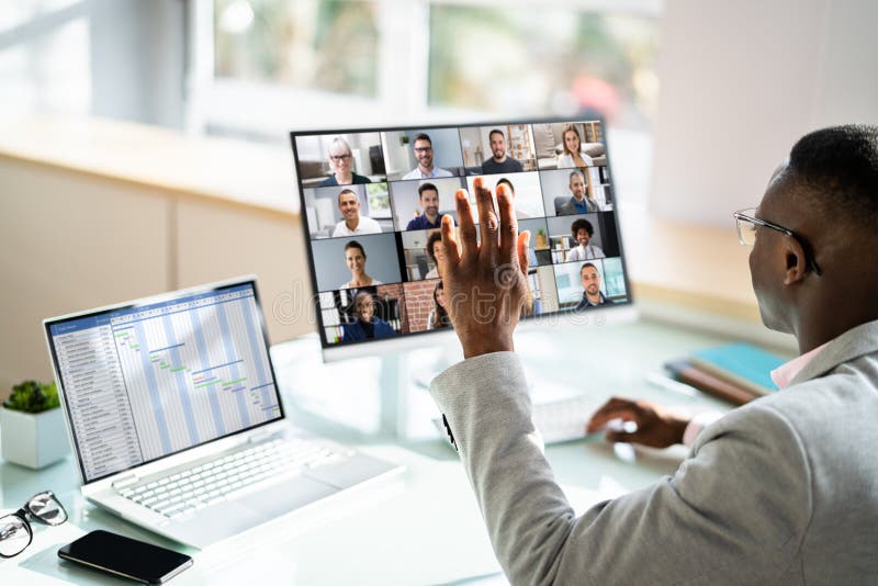 Virtual Video Conference Interview Stock Image - Image of business ...