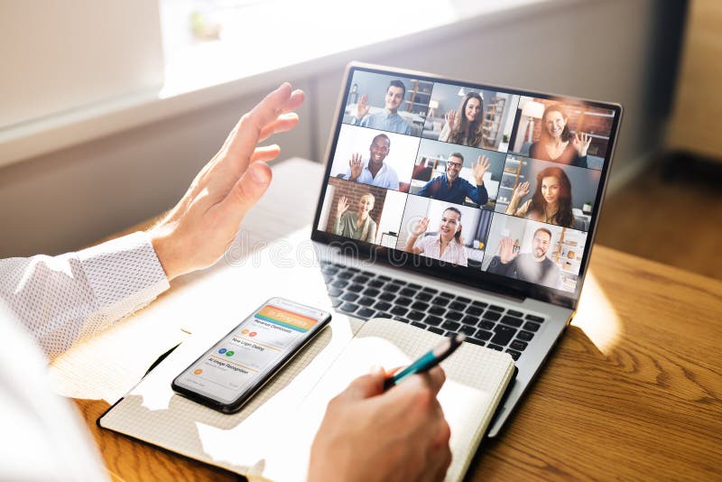 Virtual Video Conference Interview Stock Image - Image of training ...