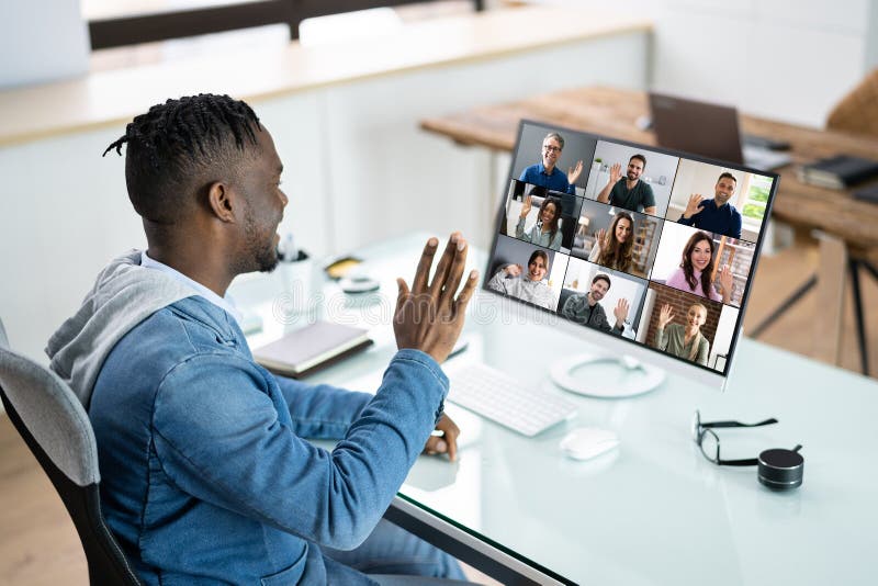 Virtual Video Conference Interview Stock Photo - Image of male ...