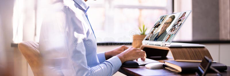 Virtual Video Conference Meeting Chat Stock Image - Image of covid ...