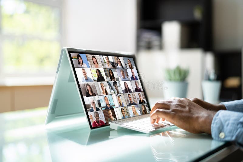 Virtual Video Conference Meeting Chat Stock Photo - Image of conference ...