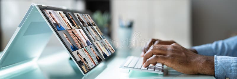 Virtual Video Conference Meeting Chat Stock Image - Image of webinar ...