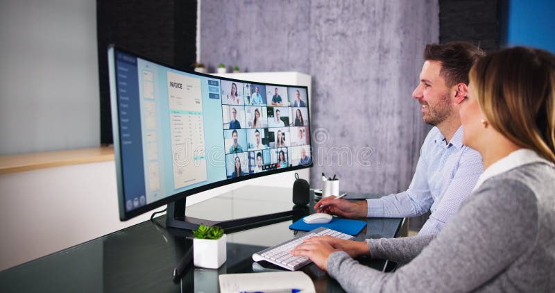 Virtual Video Conferencing Tax Webinar Stock Image - Image of paper ...
