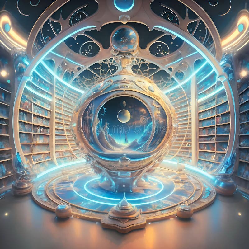 Virtual View of Golden-blue Akashi Library Extraterrestrial Magical ...