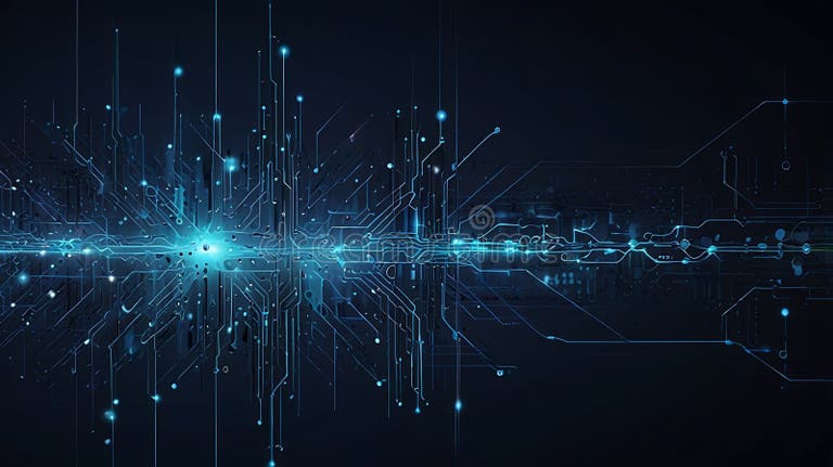 Virtual Web of Lights and Points in a Deep Black Tech Environment ...