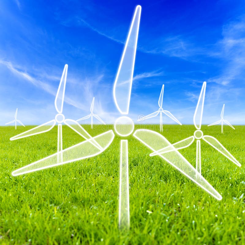 Virtual wind turbines stock image. Image of graphic, development - 35989959
