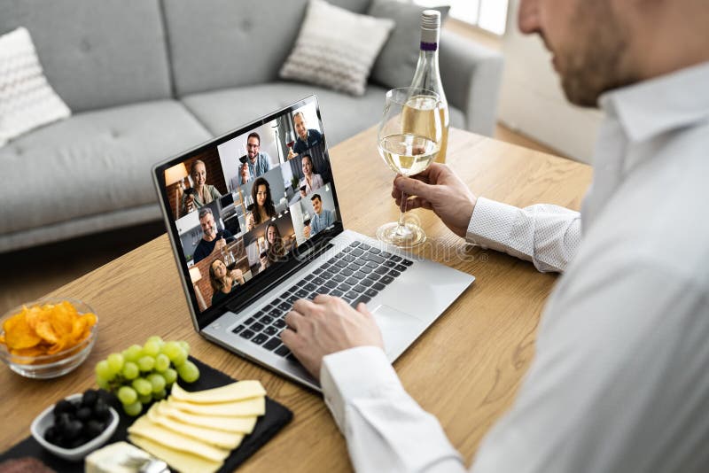 Virtual Wine Tasting Dinner Event Online Stock Photo - Image of ...