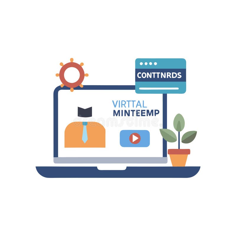 Virtual Assistant or Employee on Laptop with Settings, Data, and Growth ...