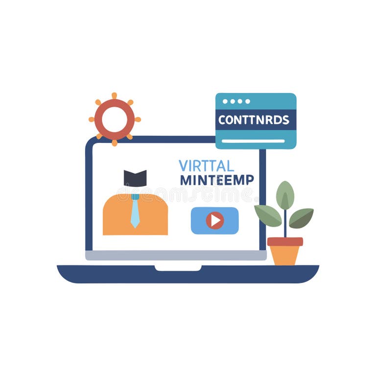 Virtual Assistant or Employee on Laptop with Settings, Data, and Growth ...