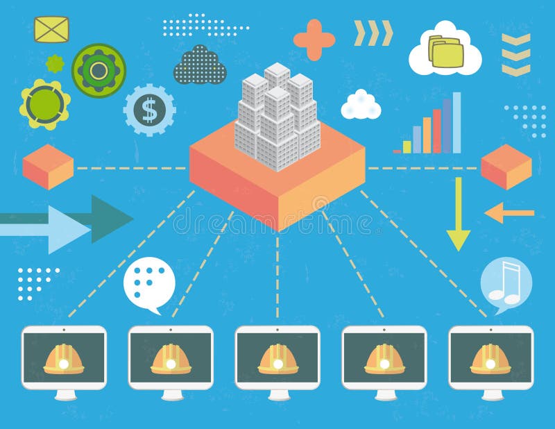 Virtual workers concept stock vector. Illustration of exchange - 89912332