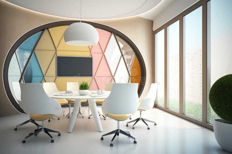 Virtual Workspace 3D Rendering of a Professional Business Meeting Room ...