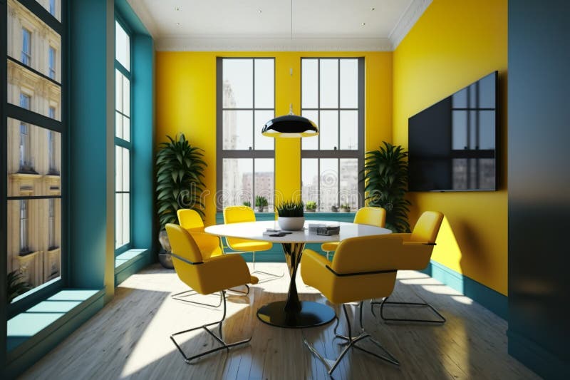 Virtual Workspace 3D Rendering of a Professional Business Meeting Room ...