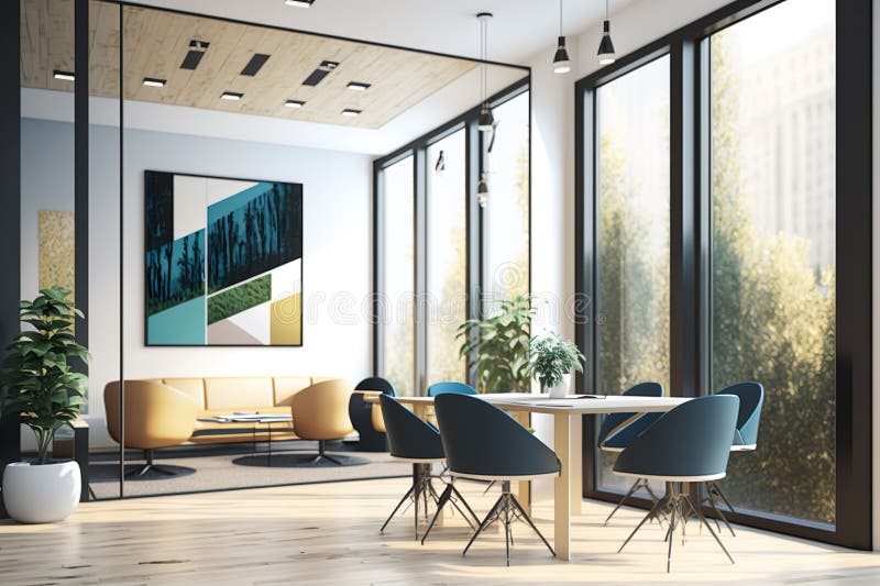 Virtual Workspace 3D Rendering of a Professional Business Meeting Room ...